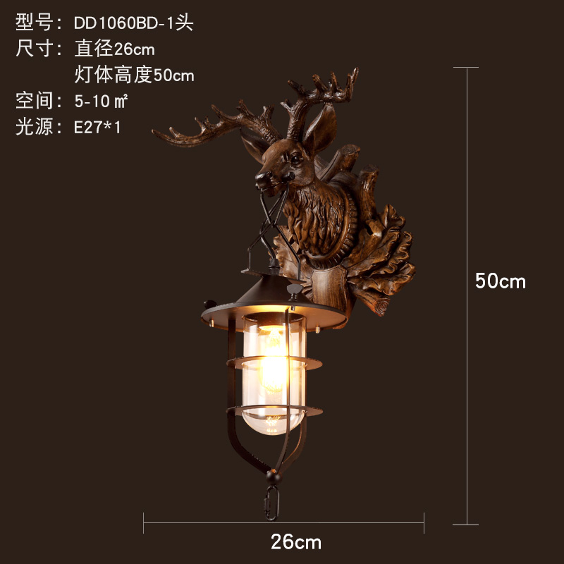 Deer Head Wall Lamps Lantern Reindeer Faux Taxidermy Rustic Lighting ...